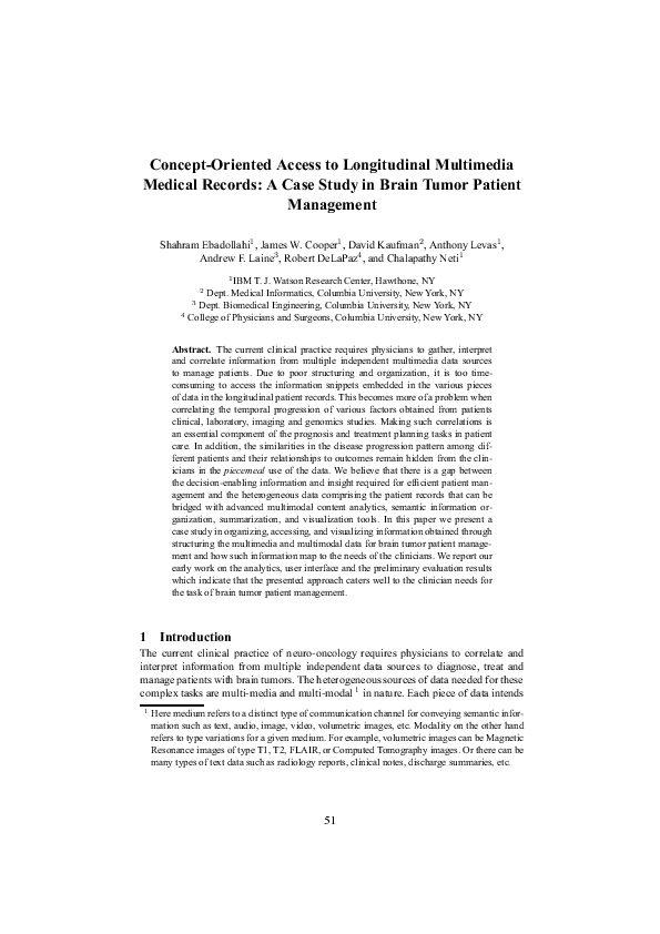 (PDF) Concept-Oriented Access to Longitudinal Multimedia Medical ...