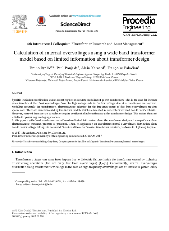 (PDF) Calculation of internal overvoltages using a wide band ...