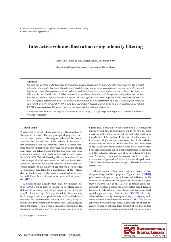 (PDF) Interactive Volume Illustration Using Intensity Filtering