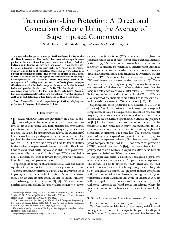 (PDF) Transmission-Line Protection: A Directional Comparison Scheme ...
