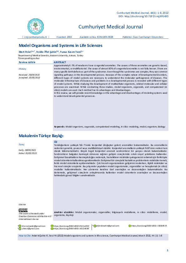 (PDF) Model Organisms and Systems in Life Sciences