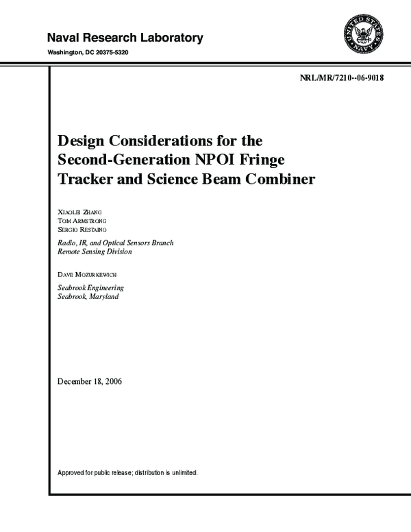 (PDF) Design Considerations for the Second-Generation NPOI Fringe ...