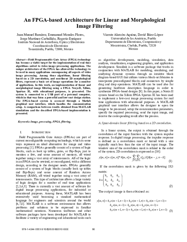 (PDF) An FPGA-based architecture for linear and morphological image filtering