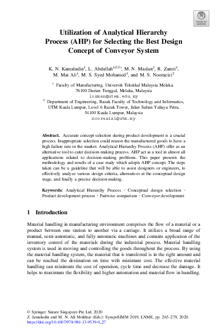 Pdf Utilization Of Analytical Hierarchy Process Ahp For Selecting