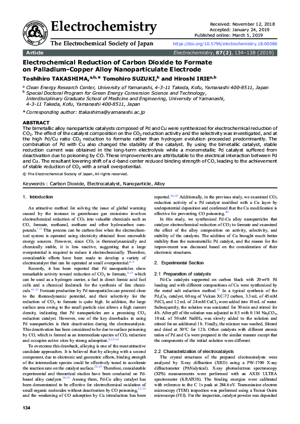 (PDF) Electrochemical reduction of carbon dioxide to ethylene with high ...