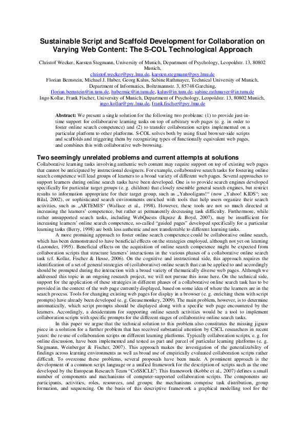 (PDF) Sustainable script and scaffold development for collaboration on ...