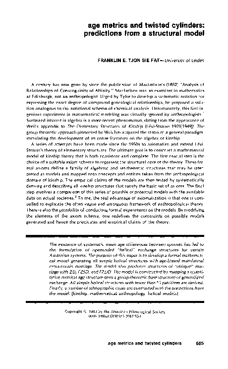 (PDF) Age Metrics and Twisted Cylinders: Predictions from a Structural ...