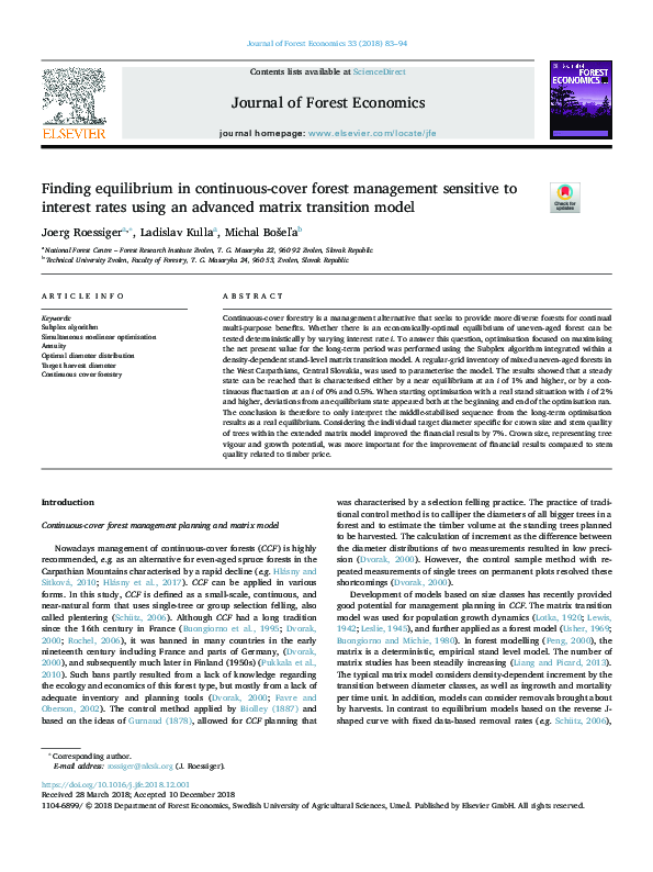 (PDF) Finding equilibrium in continuous-cover forest management ...