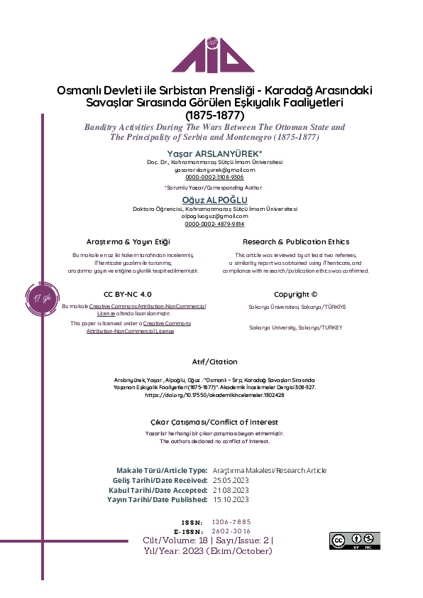 (PDF) Banditry Activities During The Wars Between The Ottoman State and ...