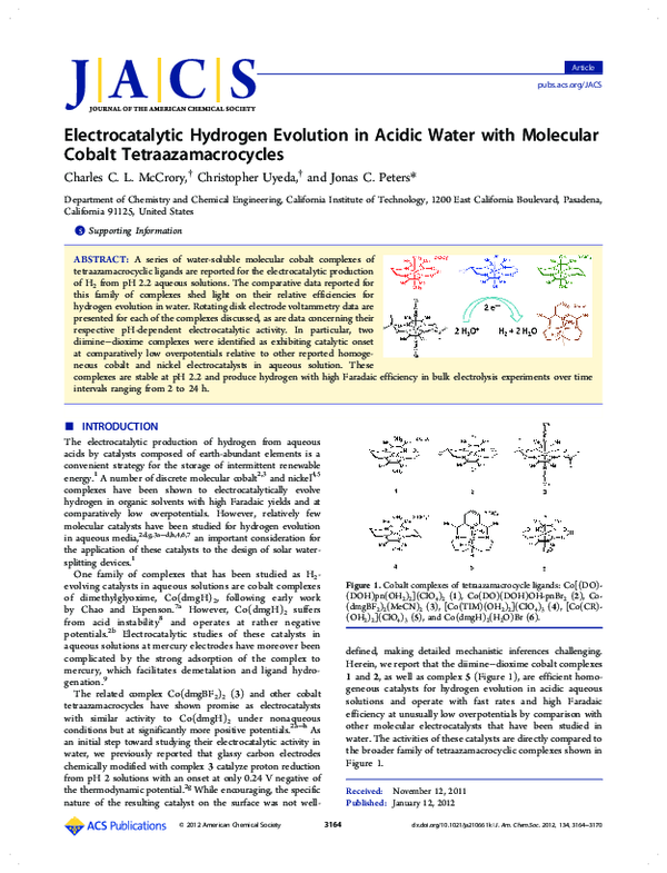 (PDF) Electrocatalytic hydrogen evolution in acidic media using ...