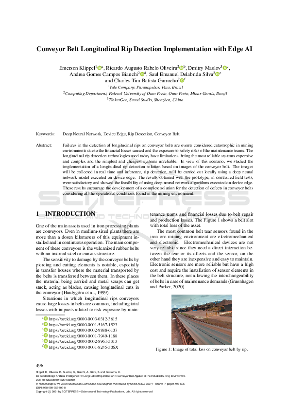 (PDF) Conveyor Belt Longitudinal Rip Detection Implementation with Edge AI