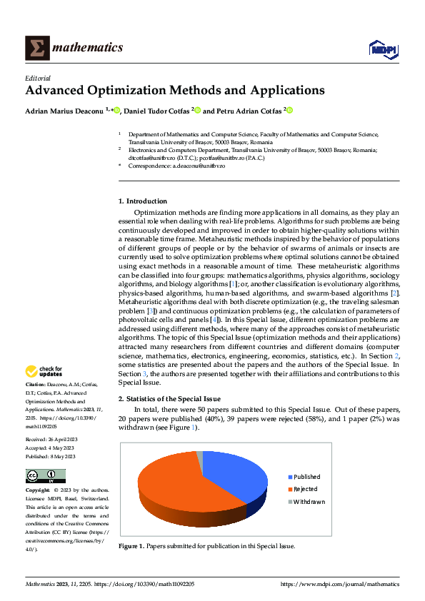 (PDF) Advanced Optimization Methods and Applications