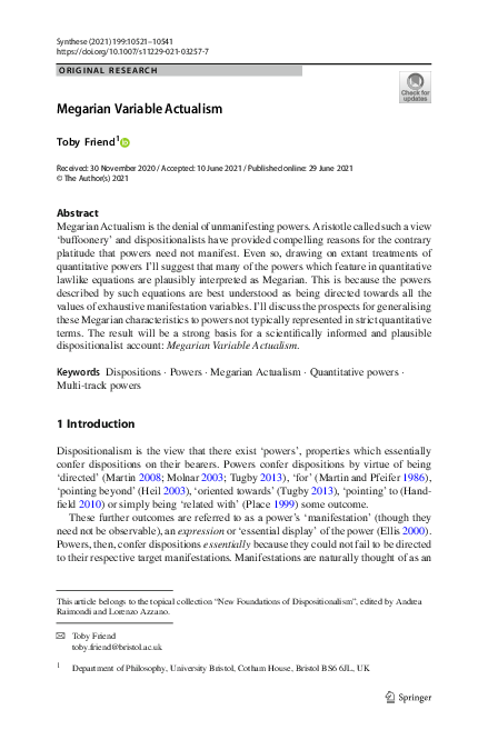 (PDF) Megarian Variable Actualism