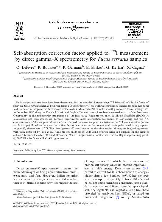 (PDF) Self-absorption correction factor applied to 129I measurement by ...