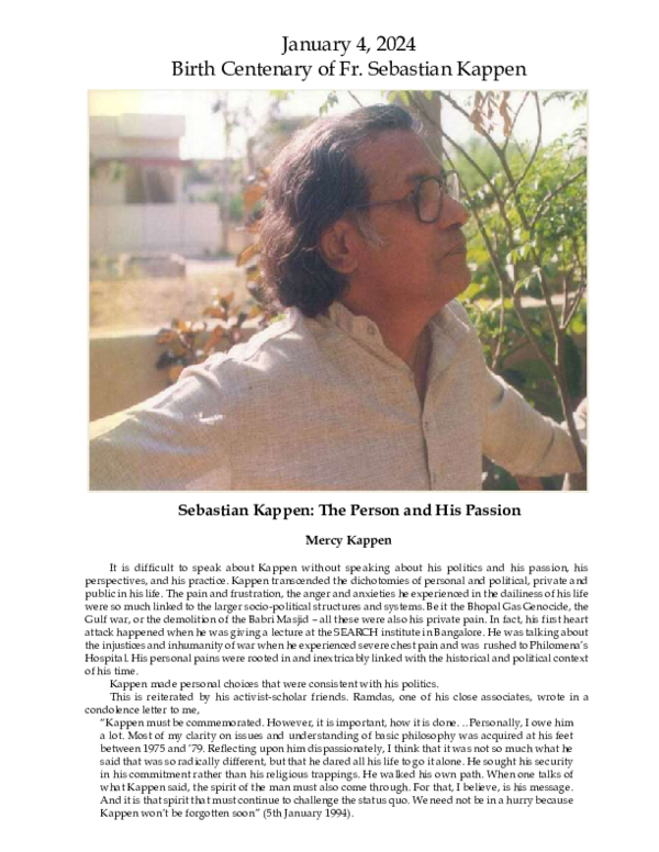 (PDF) Sebastian Kappen: The Person and His Passion - Mercy Kappen