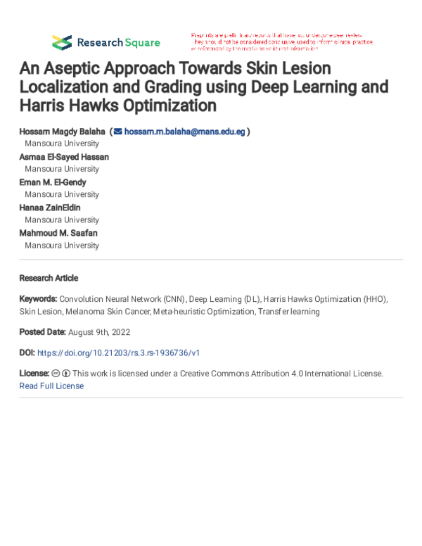 Pdf An Aseptic Approach Towards Skin Lesion Localization And Grading Using Deep Learning And