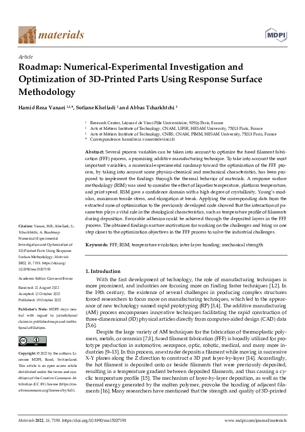 (PDF) Roadmap: Numerical-Experimental Investigation and Optimization of ...