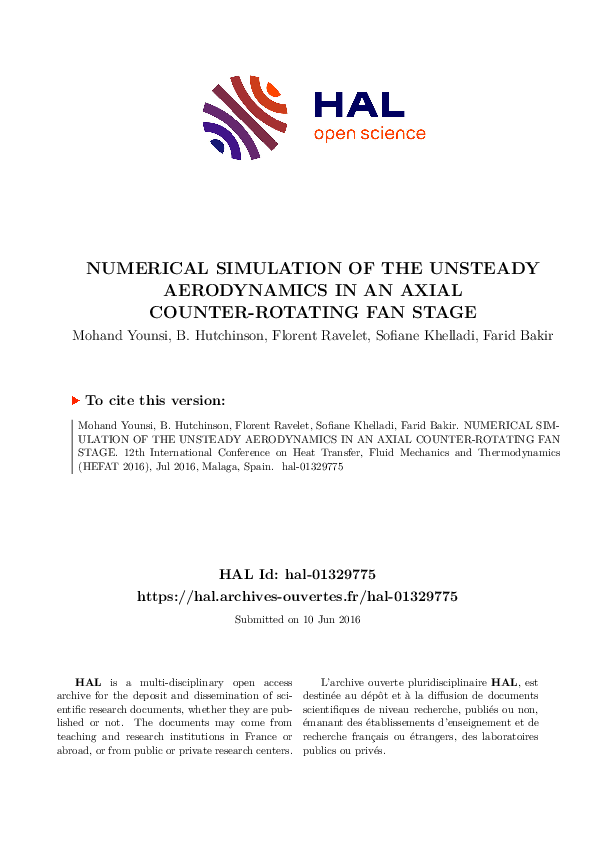 (PDF) Numerical Simulation of the Unsteady Aerodynamics in an Axial ...
