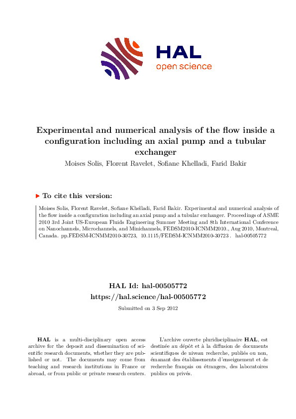 (PDF) Experimental and Numerical Analysis of the Flow Inside a ...