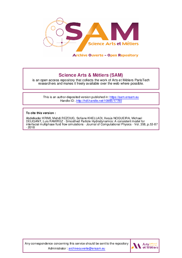 (PDF) Smoothed Particle Hydrodynamics: A consistent model for ...