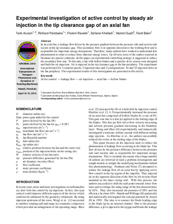 (PDF) Experimental investigation of active control by steady air ...
