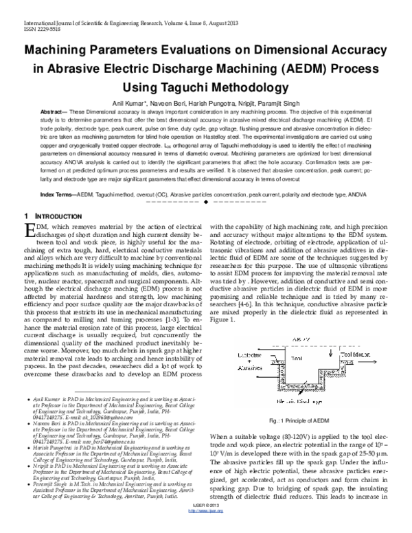 (PDF) Machining Parameters Evaluations on Dimensional Accuracy in Abrasive Electric Discharge ...