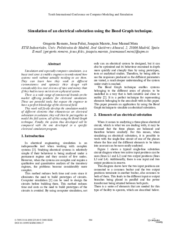 (PDF) Simulation of an Electrical Substation Using the Bond Graph Technique