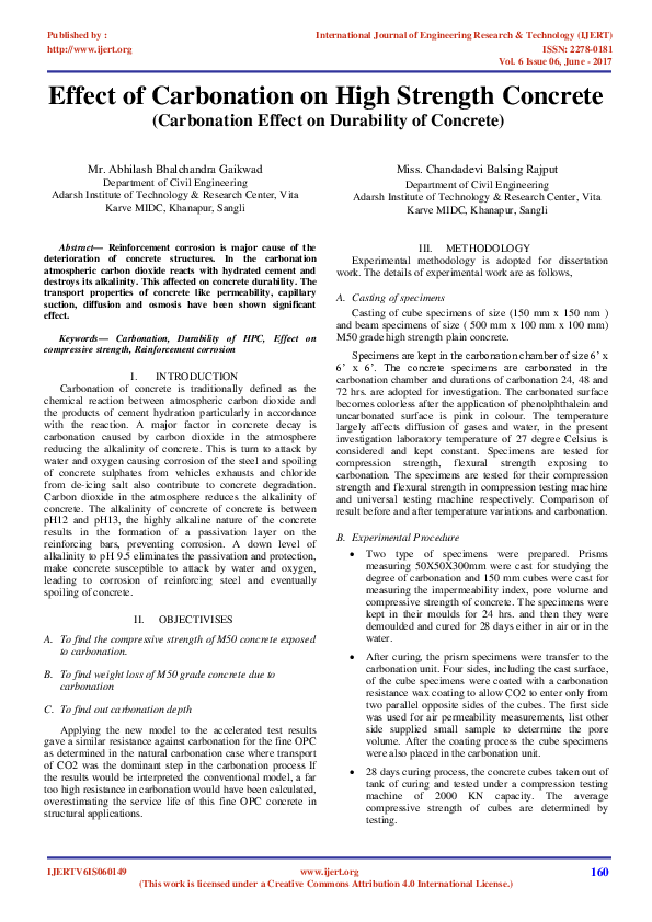 (PDF) Effect of Carbonation on High Strength Concrete