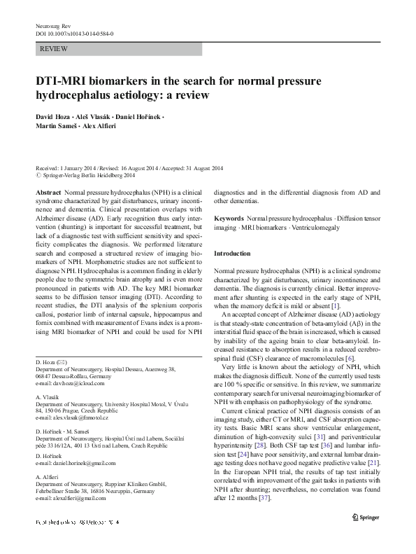 (PDF) DTI-MRI biomarkers in the search for normal pressure ...