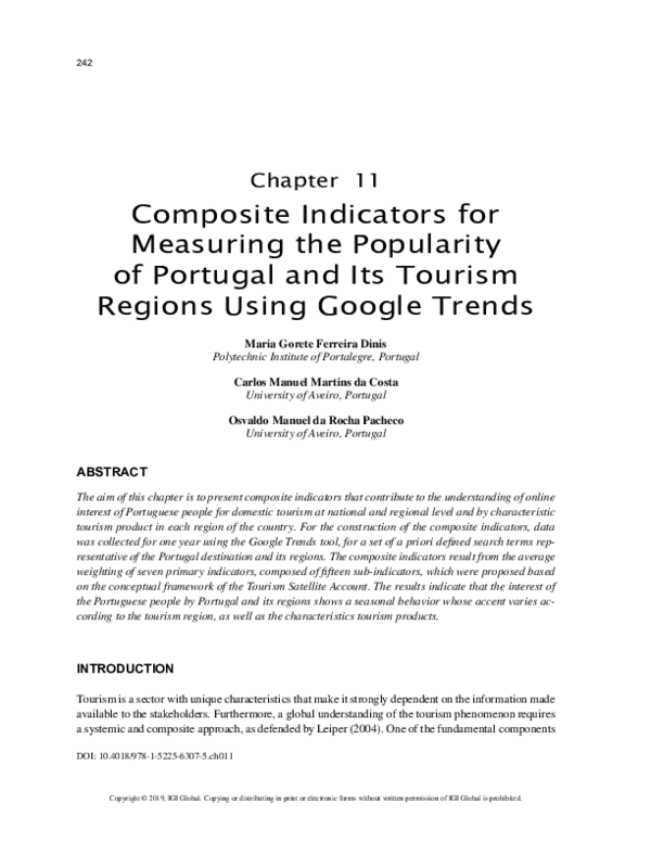 (PDF) Composite Indicators for Measuring the Popularity of Portugal and Its Tourism Regions ...