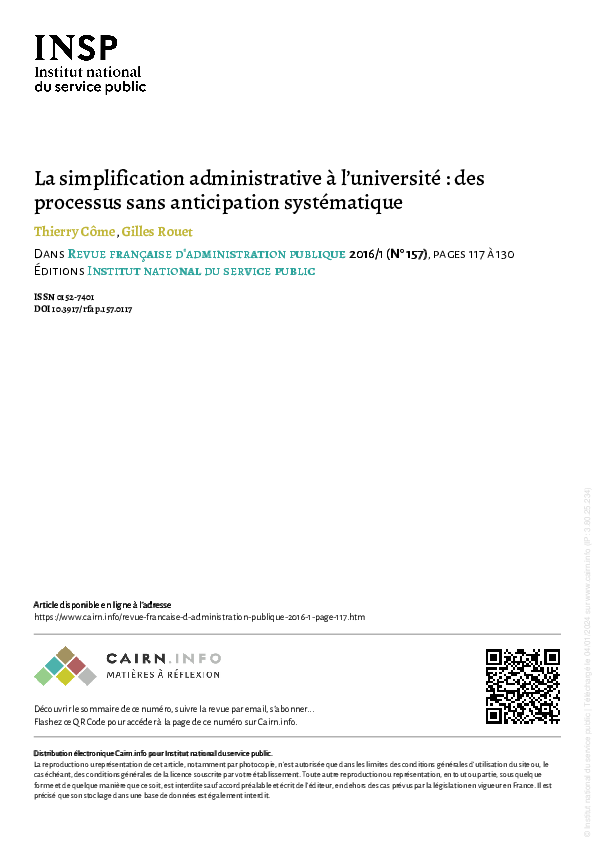 (PDF) La simplification administrative à l’université : des processus ...