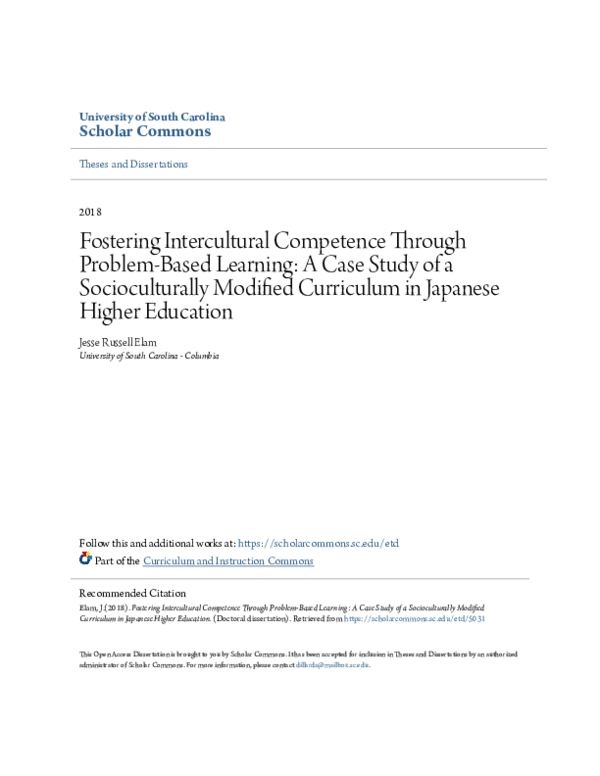 (PDF) Fostering Intercultural Competence through Problem-Based Learning: A Case Study of A ...