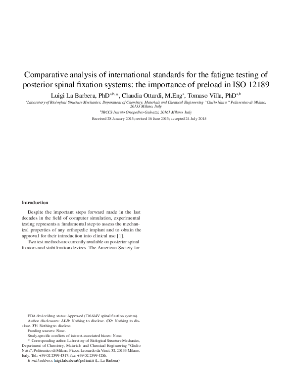 (PDF) Comparative analysis of international standards for the fatigue ...