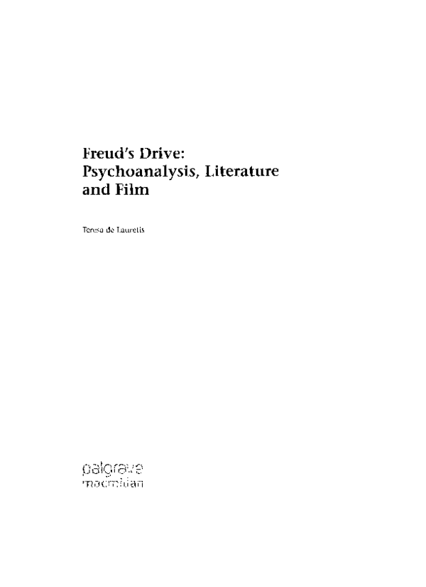 (PDF) Freud's Drive: Psychoanalysis, Literature and Film. By Teresa de ...