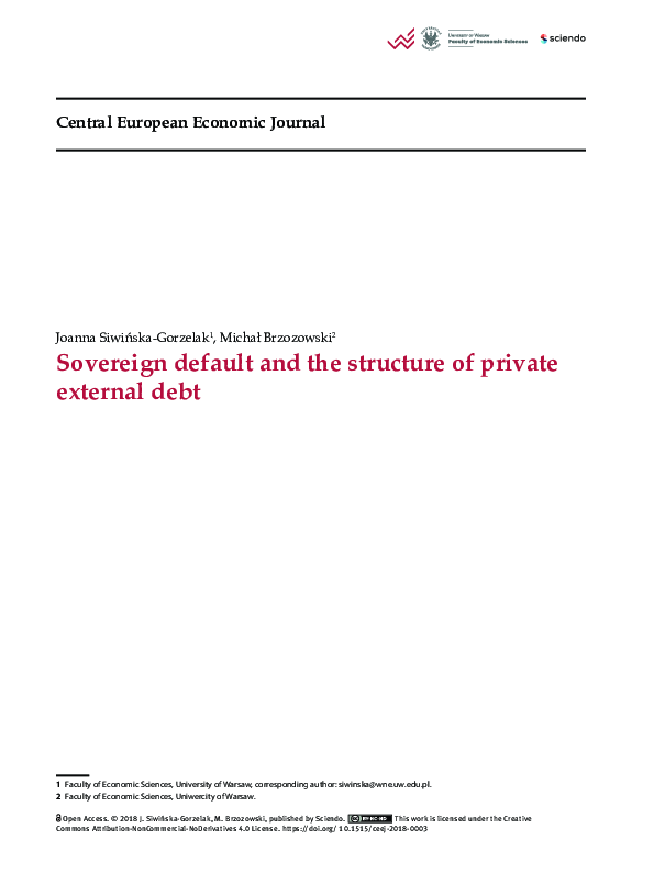 (PDF) Sovereign default and the structure of private external debt