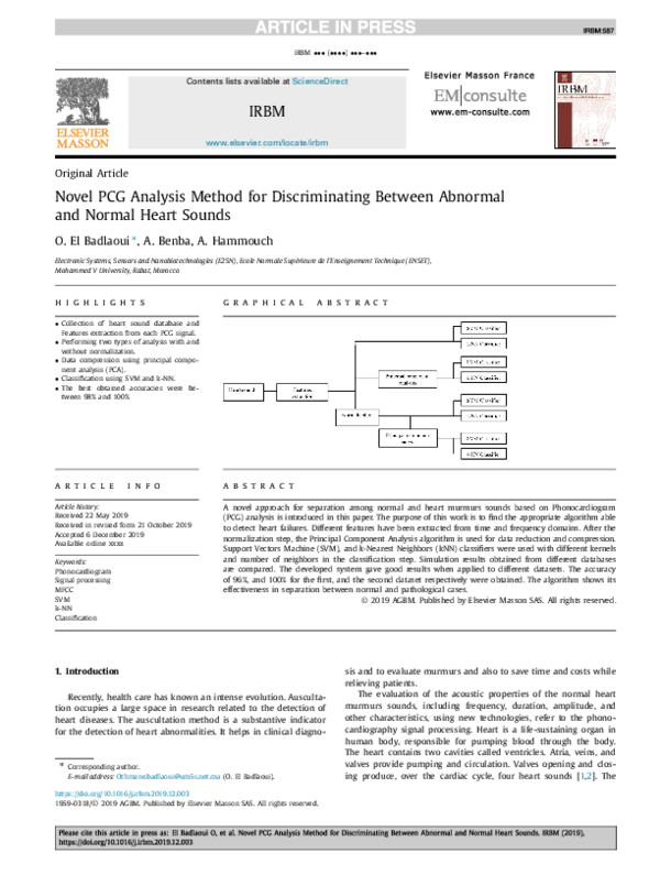 (PDF) Novel PCG Analysis Method for Discriminating Between Abnormal and ...