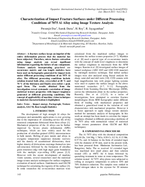 (PDF) Characterization of Impact Fracture Surfaces under Different Processing Conditions of 7075 ...