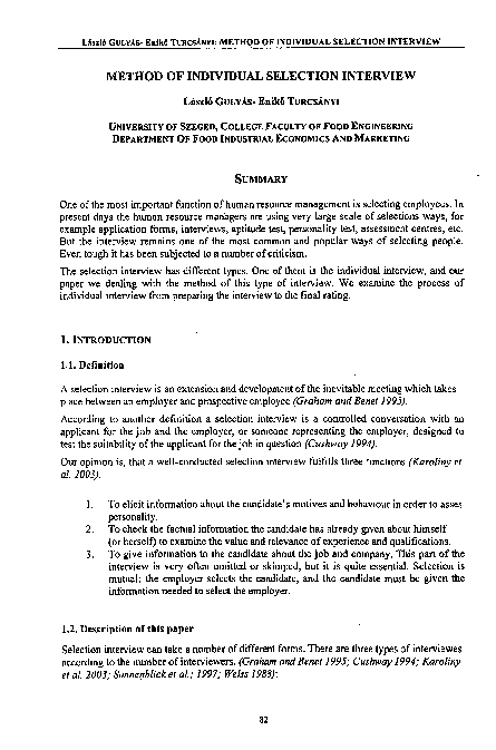 (PDF) Method of individual selection interview