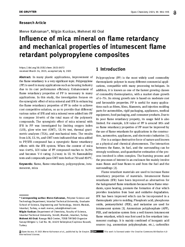 (PDF) Influence of mica mineral on flame retardancy and mechanical ...