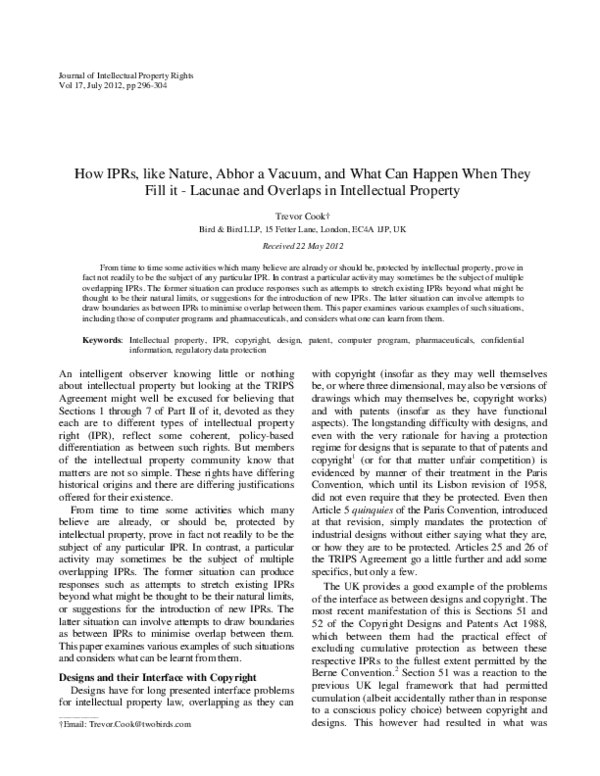 (PDF) How IPRs , like Nature , Abhor a Vacuum , and What Can Happen ...