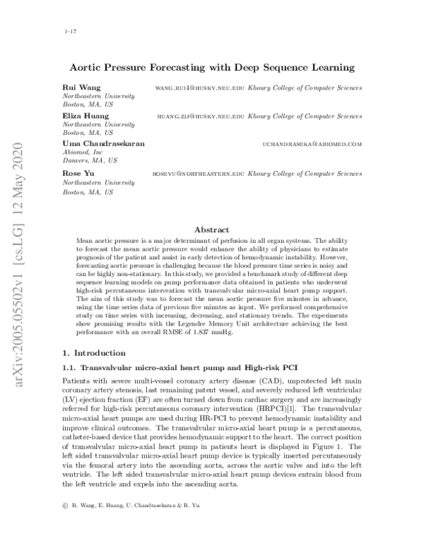 (PDF) Aortic Pressure Forecasting with Deep Sequence Learning