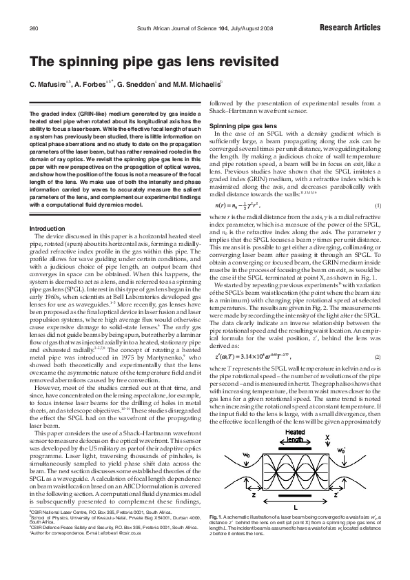(PDF) The spinning pipe gas lens revisited | Cosmas Mafusire - Academia.edu