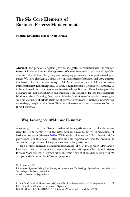 (PDF) The Six Core Elements of Business Process Management