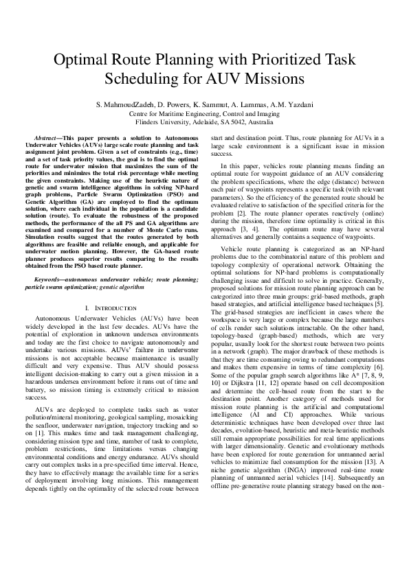 (PDF) Optimal Route Planning with Prioritized Task Scheduling for AUV ...