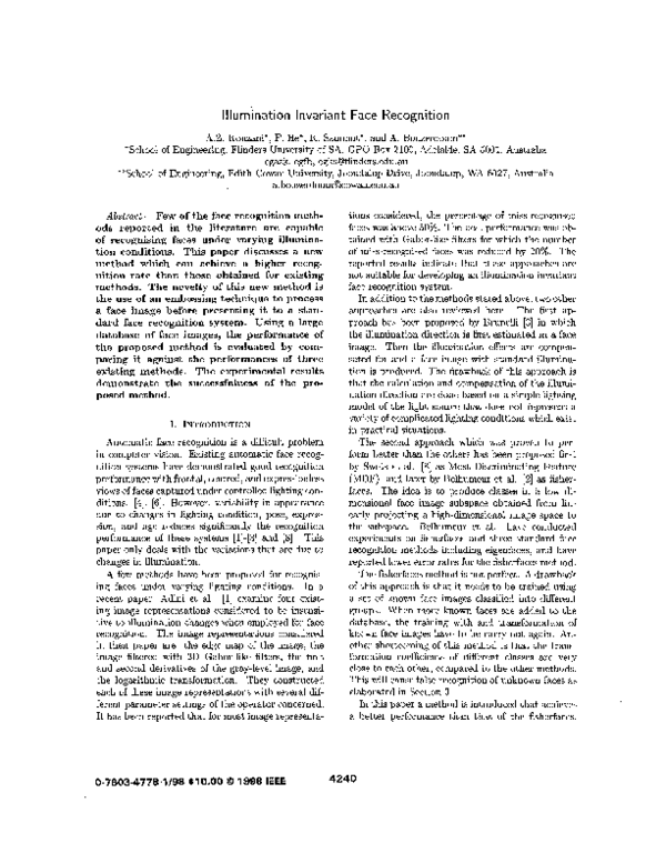 Pdf Illumination Invariant Face Recognition