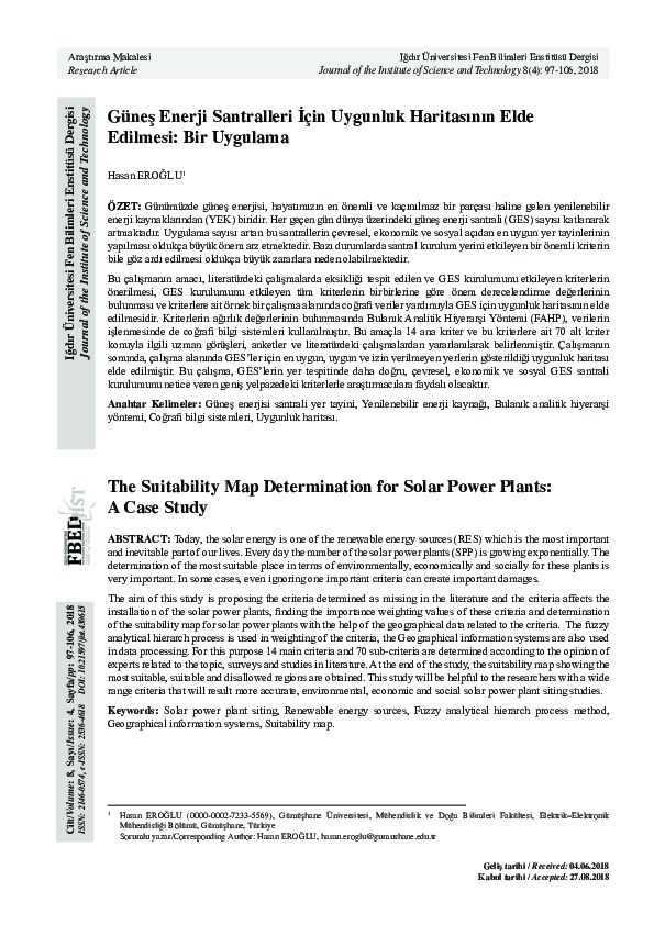 (PDF) The Suitability Map Determination for Solar Power Plants: A Case ...
