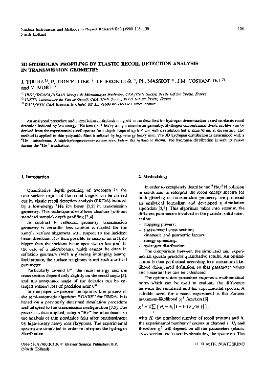 Pdf 3d Hydrogen Profiling By Elastic Recoil Detection Analysis In 2896