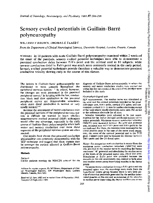 (PDF) Sensory evoked potentials in Guillain-Barre polyneuropathy