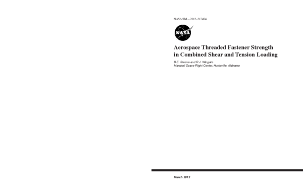 (PDF) Aerospace Threaded Fastener Strength in Combined Shear and ...