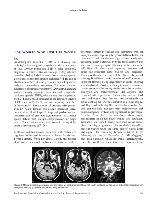 The woman who lost her words